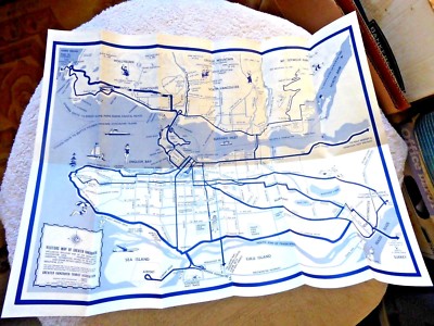 VINTAGE LOVELY CARTOON MAP METROPOLITAN VANCOUVER CANADA 1958 | eBay