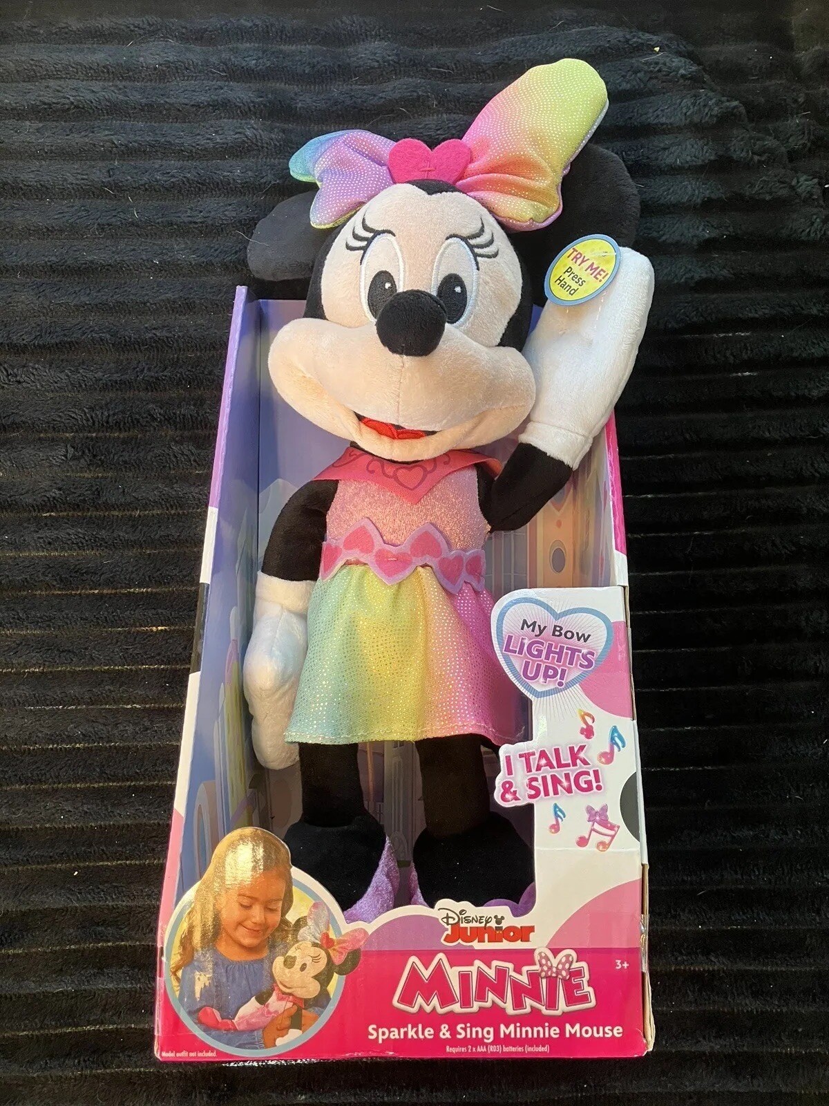 Disney Minnie Junior Sparkle & Sing Minnie Mouse Bow Lights Up Talks ...