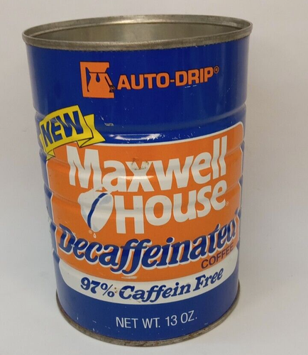 Vintage Maxwell House Decaffeinated Coffee Tin Can 13 oz EMPTY Auto ...