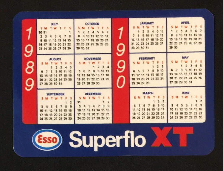 ESSO Superflo XT advertising pocket calendar Malaysia 1989-1990 TIGER ...