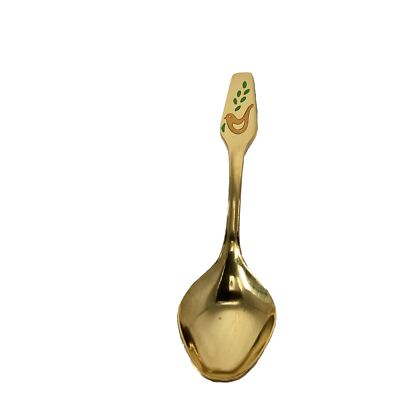 Vintage Meka Denmark Christmas Coffee Spoon Danish Enamel Bird Goldtone ...