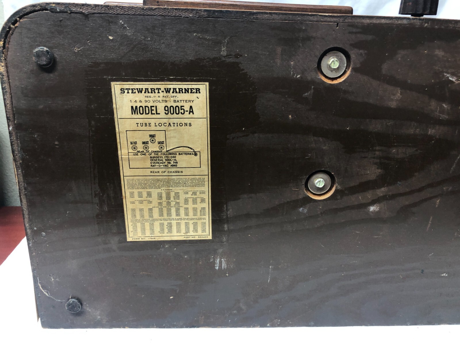 ANTIQUE Vintage RARE STEWART-WARNER MODEL 9005-A TUBE RADIO FOR PARTS ...