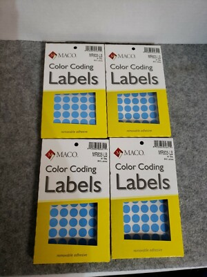NEW 1/2 inch Maco blue 4 packs 800 labels Self Adhesive Color coding ...