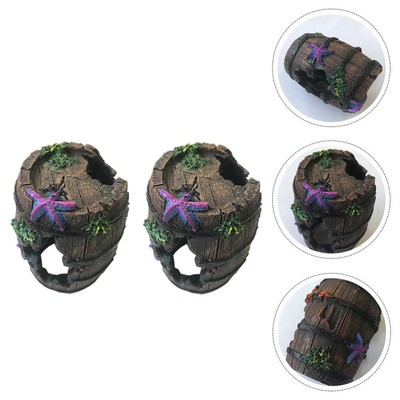 2 Pcs Helmet Fish Tank Terrarium Hideout Landscaping Starfish Barrel ...