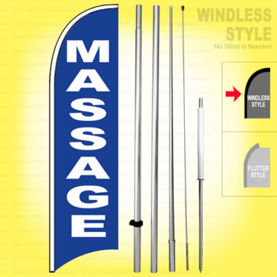 MASSAGE - Windless Swooper Flag Kit 15' Feather Banner Sign bb-h | eBay