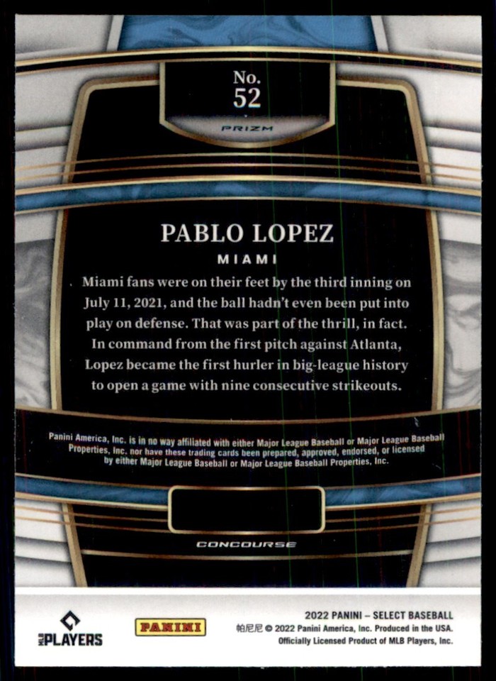 2022 Select Scope Pablo Lopez Miami Marlins #52 | eBay