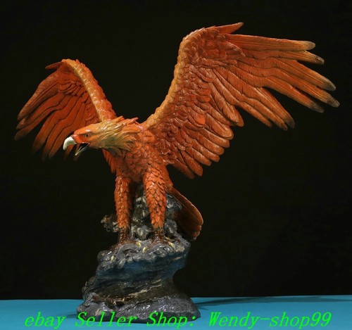 20" Old Chinese Dynasty Copper Gilt Painting Feng Shui Eagle Hawk ...