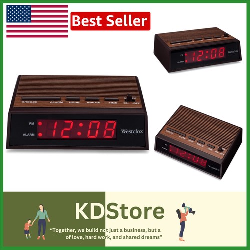 Retro Wooden Style Digital Alarm Clock Bright Red LED, Easy Read ...