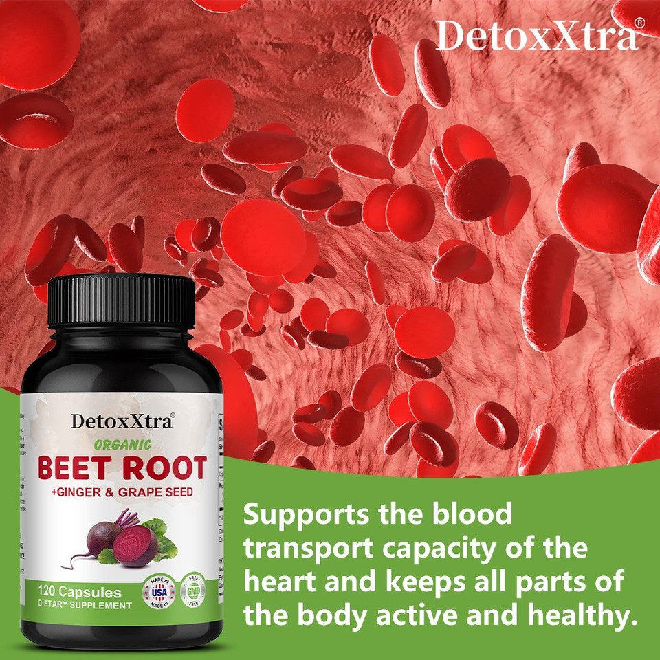 Organic Beet Root Grape Seed Supports Blood Pressure, Nitric Oxide 120 ...