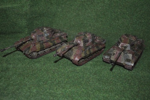 3 x 28mm 3D printed Bolt Action Style King Tiger Tanks Pro Painted ...