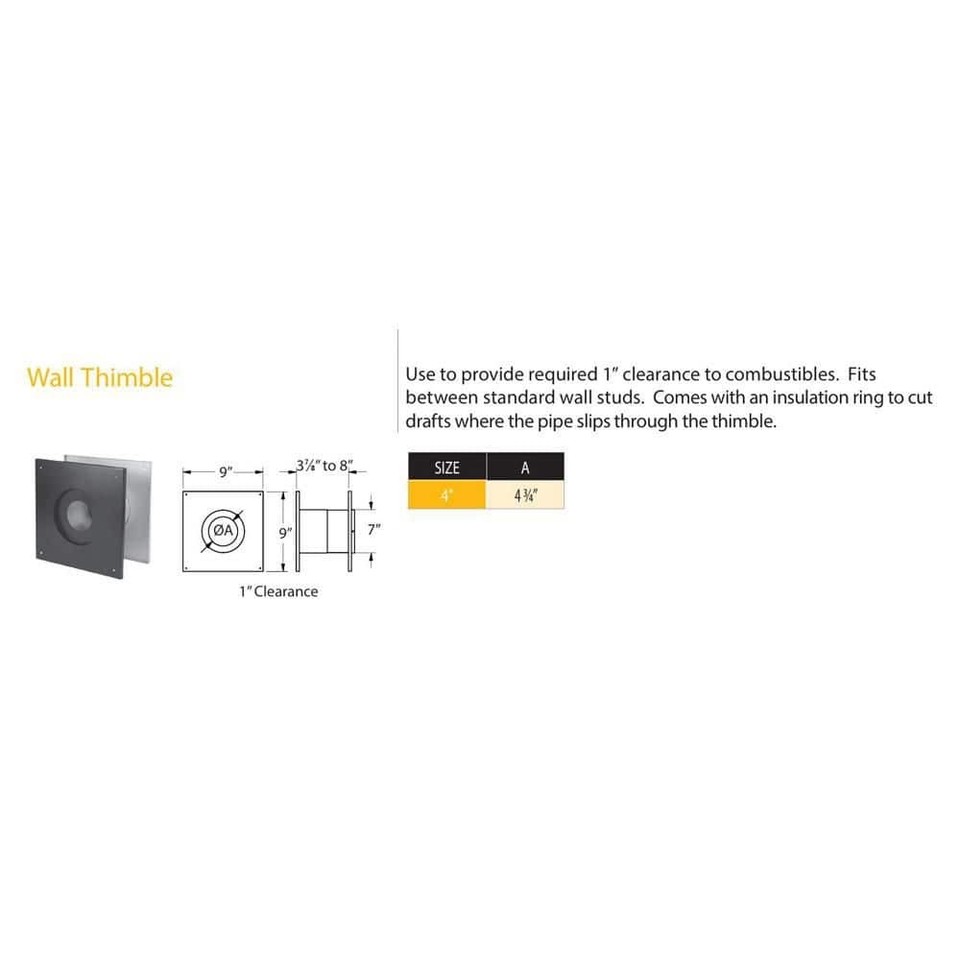Wall Thimble 4 Inch Adjustable Durable Steel Fireplace and Stove Parts ...