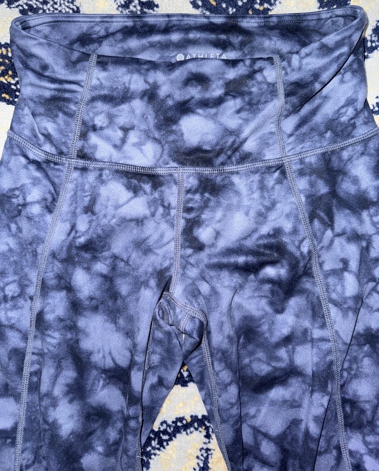 Athleta Leggings Womens XS Blue Navy Storm Salutation Stash Pocket II 7 ...