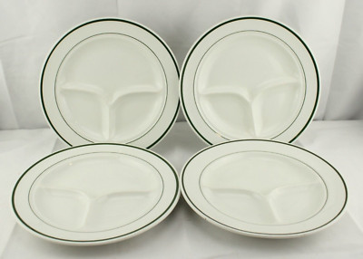 Victory China Set 4 Restaurant Ware Divided Double Green Stripe Plate ...
