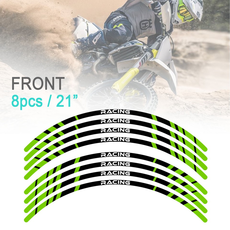 Stripe02 21 18 inch Wheel Rim Sticker Set For Kawasaki KLX 400 KLX 140G ...