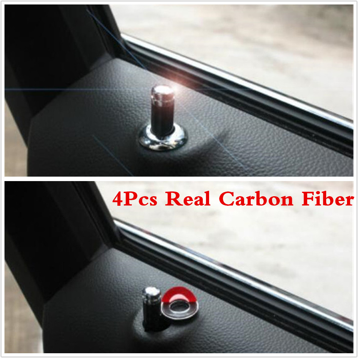 4Pcs Carbon Fiber Interior Dash Door Lock Knob Pins For Auto Car Truck ...