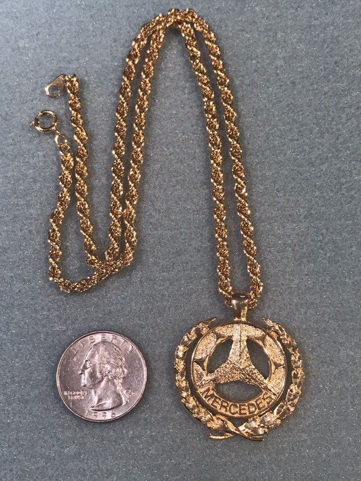 Mercedes medallion on chain, 1970s shiny gold plated | eBay
