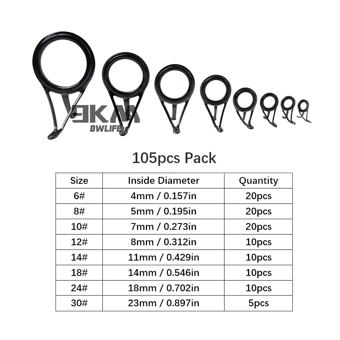 120pcs Fishing Rod Eye Ring Kit for Building Repair Replacement Spare ...