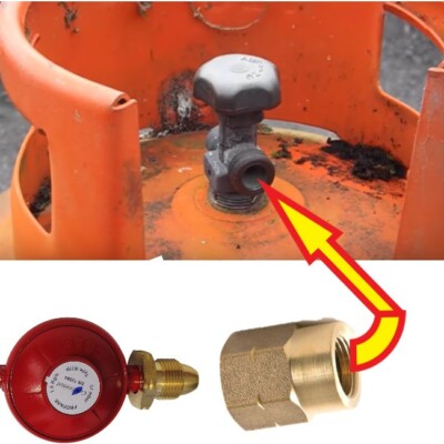 Male W21.8 thread on Shell gas cylinder to Calor Bottle UK POL butane ...