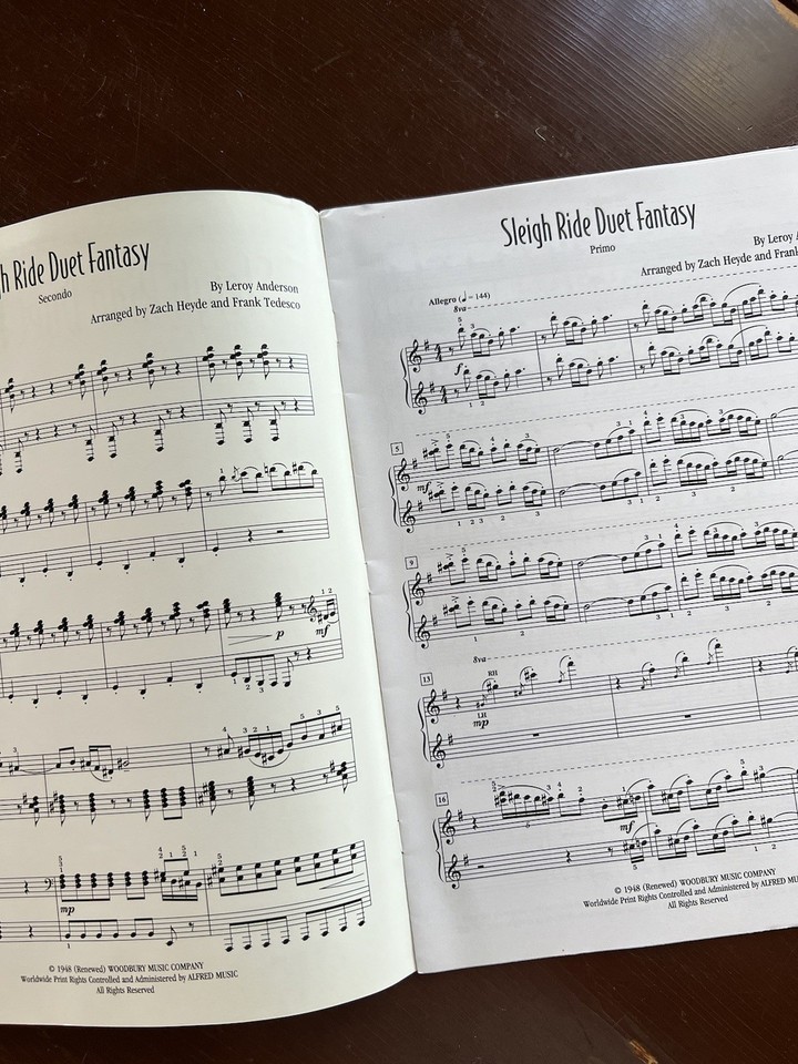 Sleigh Ride Duet Fantasy: Sheet Duet 4 Hands Sheet Music Christmas | eBay