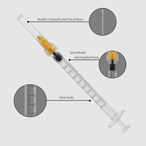 25 Gauge 1 inch Needle with Syringe 30Pack, 1ml Luer Lock Disposable ...