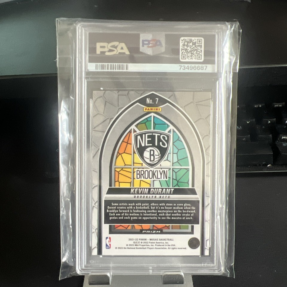 2021-22 Panini Mosaic Kevin Durant Stained Glass #7 Nets SP PSA 10 GEM ...