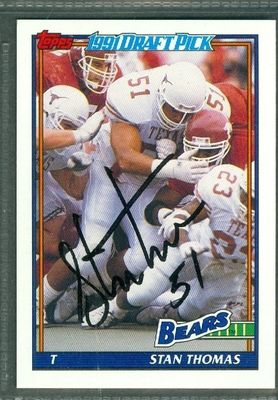 Stan Thomas Football Auto 1991 Topps '91 Signature Autograph Signed ...