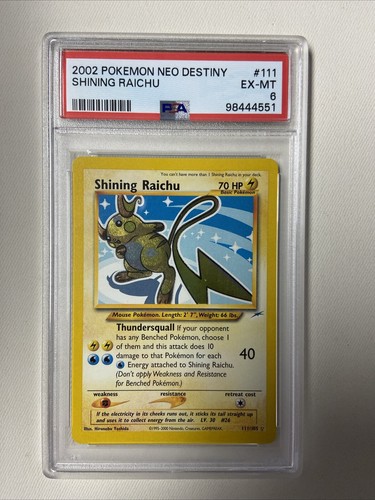 PSA 6 EX-MT 2002 Pokemon Shining Raichu 111 Neo Destiny | eBay