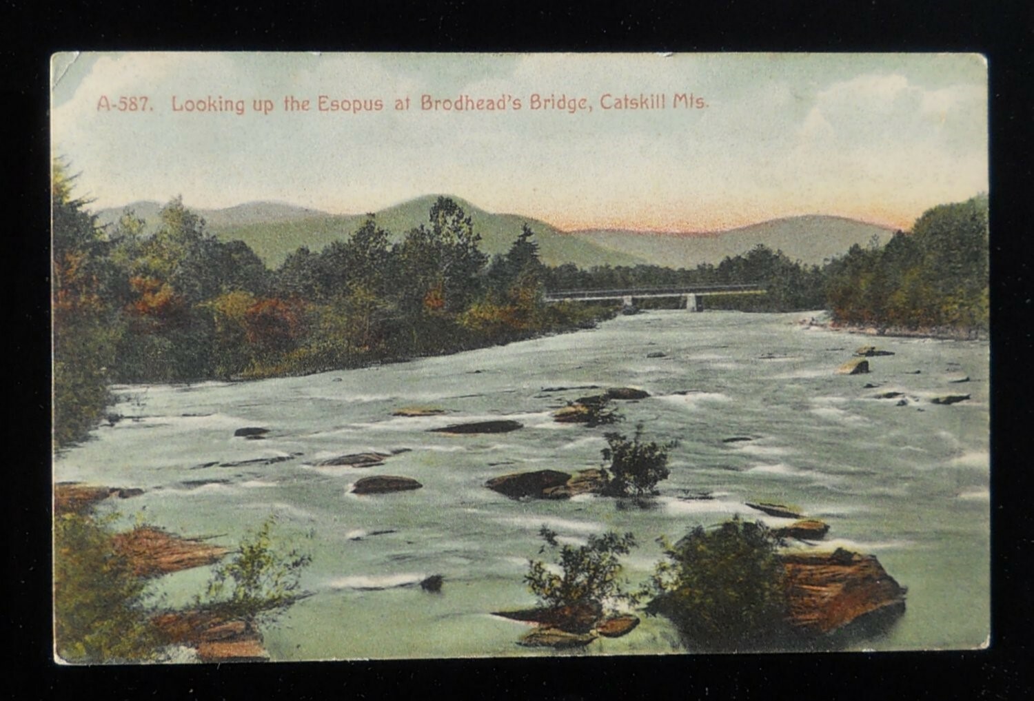 1908 Looking Up the Esopus Creek Boiceville Brodheads Bridge NY Ulster ...