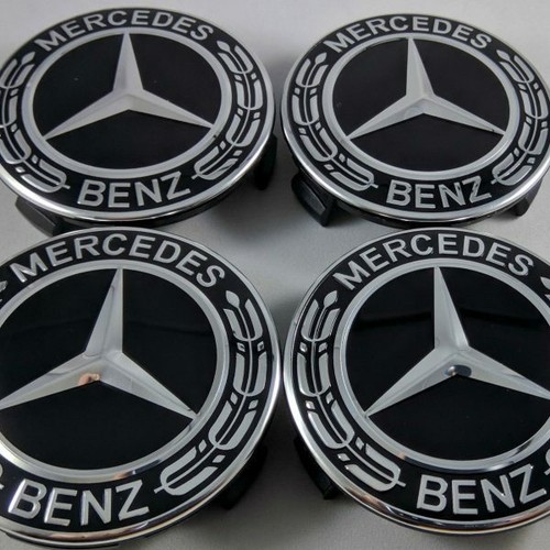 MERCEDES AMG BLACK CHROME CENTER CAPS (Set of 4) | eBay