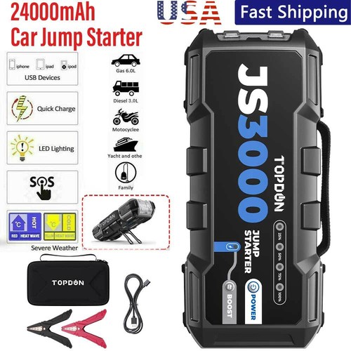 TOPDON JS3000 Jumper Box Battery Booster Pack Car Jump Starter Charger ...