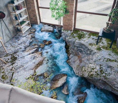 3D Rocks River O6695 Floor WallPaper Murals Wall Print Decal 5D Romy ...