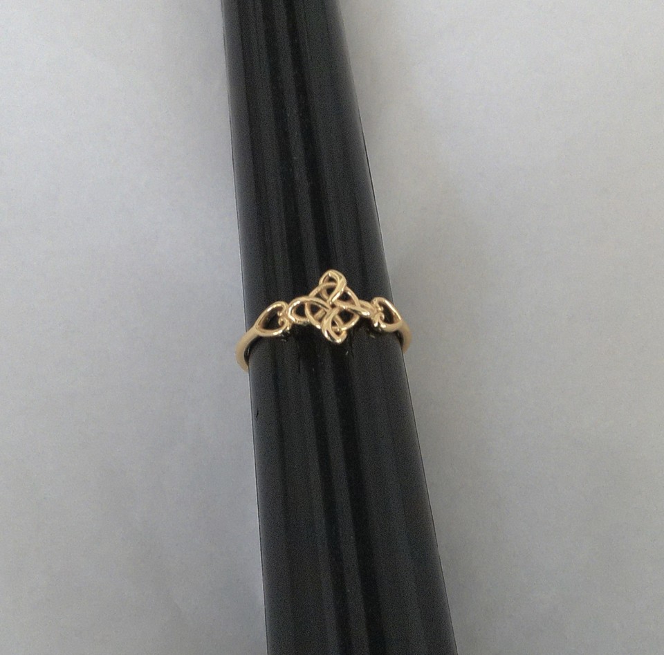 New S925 Golden Open Woven Style Band Ring Size 8.25 Infinity Circle ...