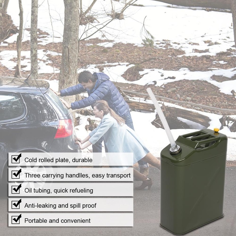 Army Green 20L 5Gal Gas Fuel Can Fuel Gasoline Steel Tank Leak Proof w ...