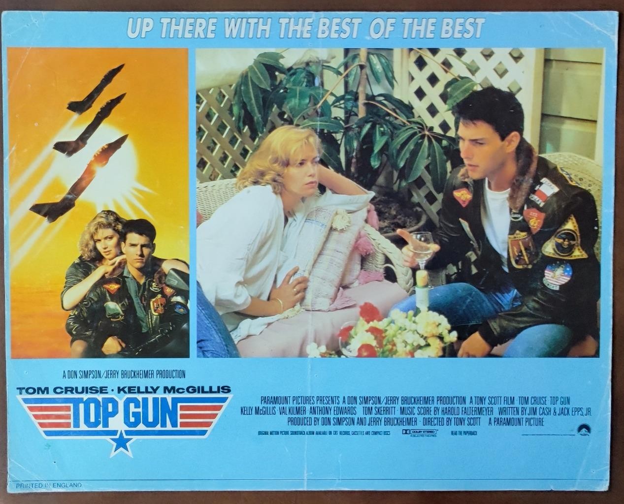 Tom Cruise & McGillis drink champagne TOP GUN original UK 1986 Lobby ...