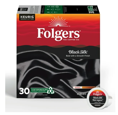 Folgers Black Silk Dark Roast K-Cup Coffee Pods, 30 Count, 240g | eBay