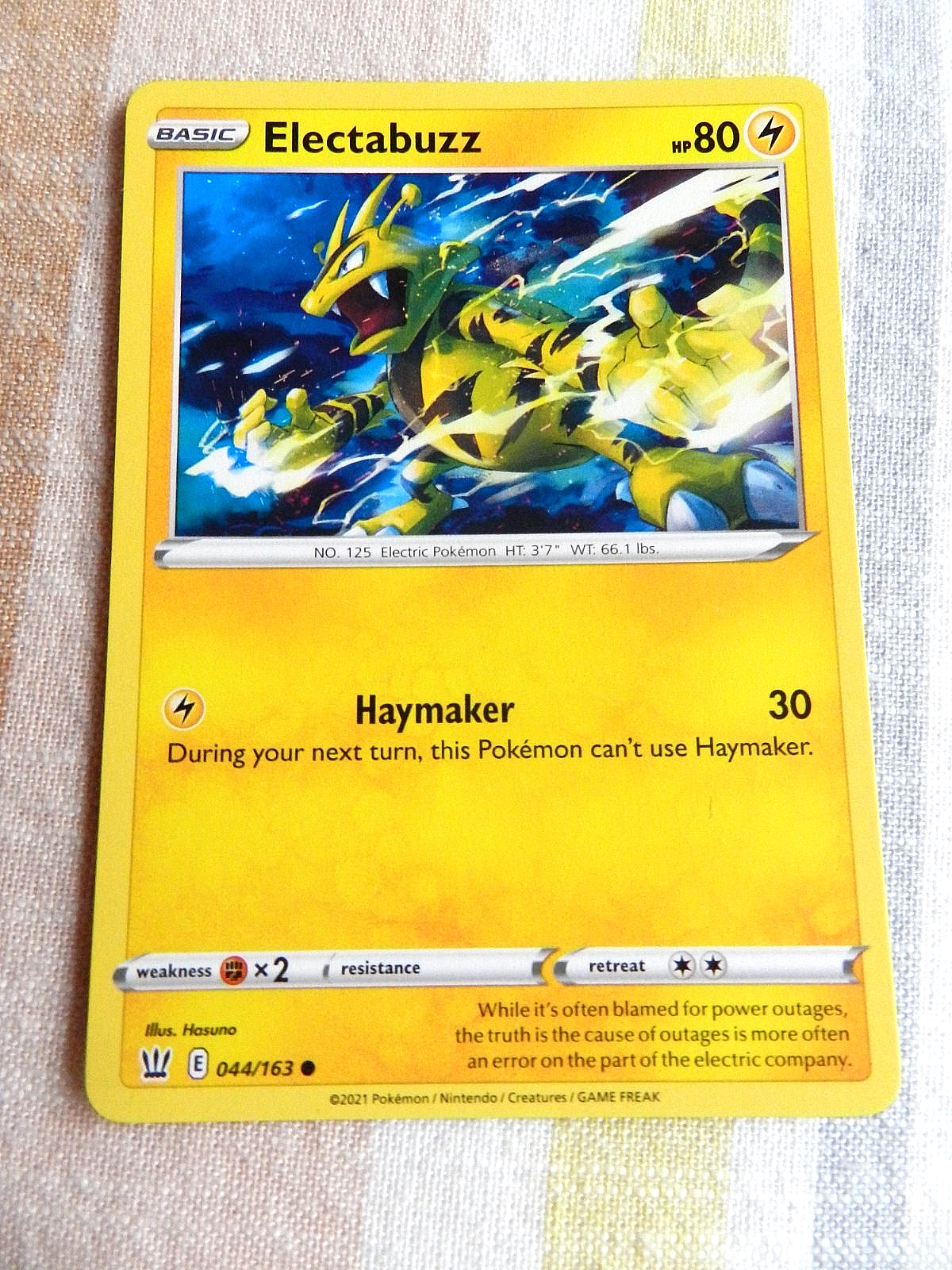 2022 BASIC ELECTABUZZ HP80 BATTLE STYLES COMMON POKEMON CARD 044/163 ...