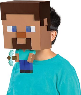 Steve Plastic Move-A-Mask Buddies Minecraft Halloween Child Costume ...