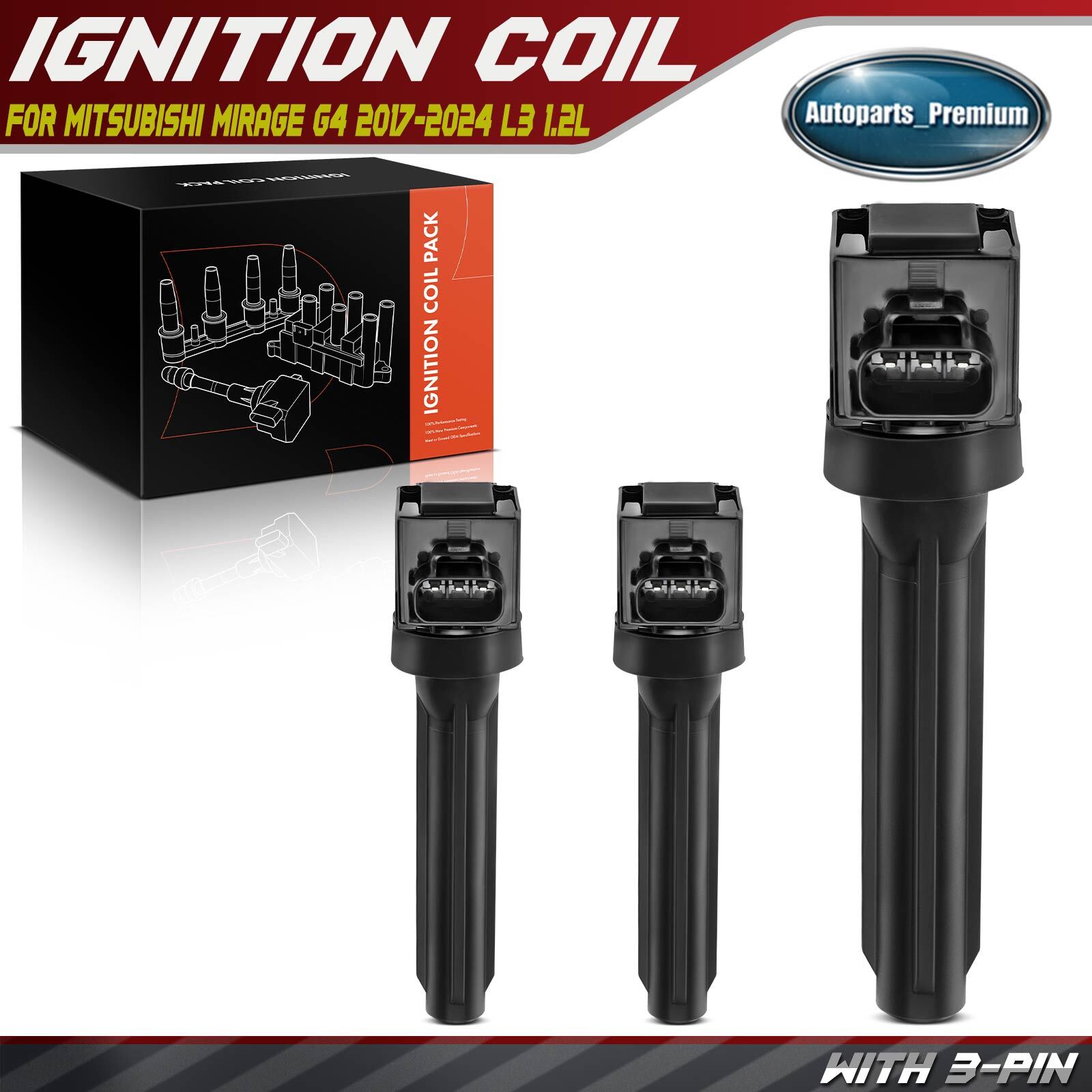 3Pcs Ignition Coils with 3Pins for Mitsubishi Mirage G4 2017-2024 ...