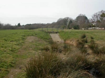 Photo 6x4 Bourne Valley Park, weir Newtown/SZ0493 Bourne Valley Park ...