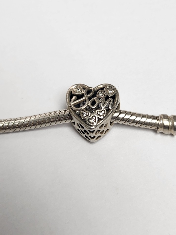 Pandora Bracelet - 8inch Silver Snake and Barrel Lock with 4 Charms | eBay