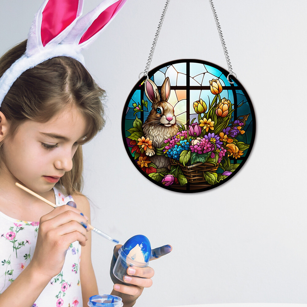 Waterproof Acrylic Rabbit Suncatcher Window Panel Hanging Sun Catcher ...