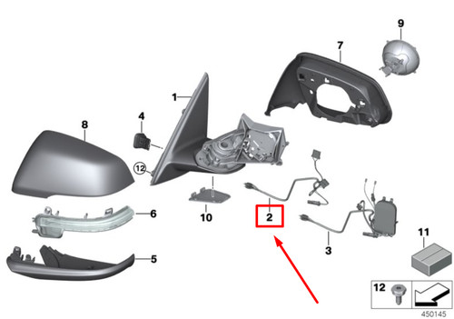NEW BMW X1 F48 FRONT RIGHT MIRROR WIRING HARNESS 7415808 51167415808 ...