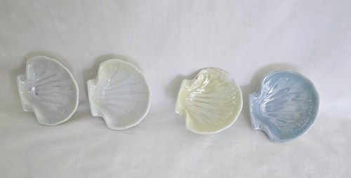 Set Of 4 Opalescent Porcelain Sea Shell Shells Open Salt Cellar Cellers ...
