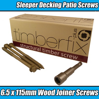 6.5mm x 115mm INDEX TIMBER FIX LOCK NEW RAILWAY SLEEPER DECKING WOOD ...