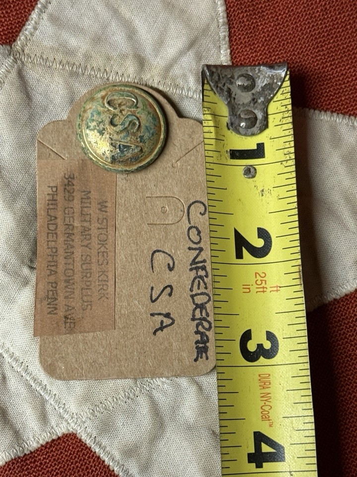 CIVIL WAR CONFEDERATE CSA COAT BUTTON BY W. STOKES KIRK | eBay