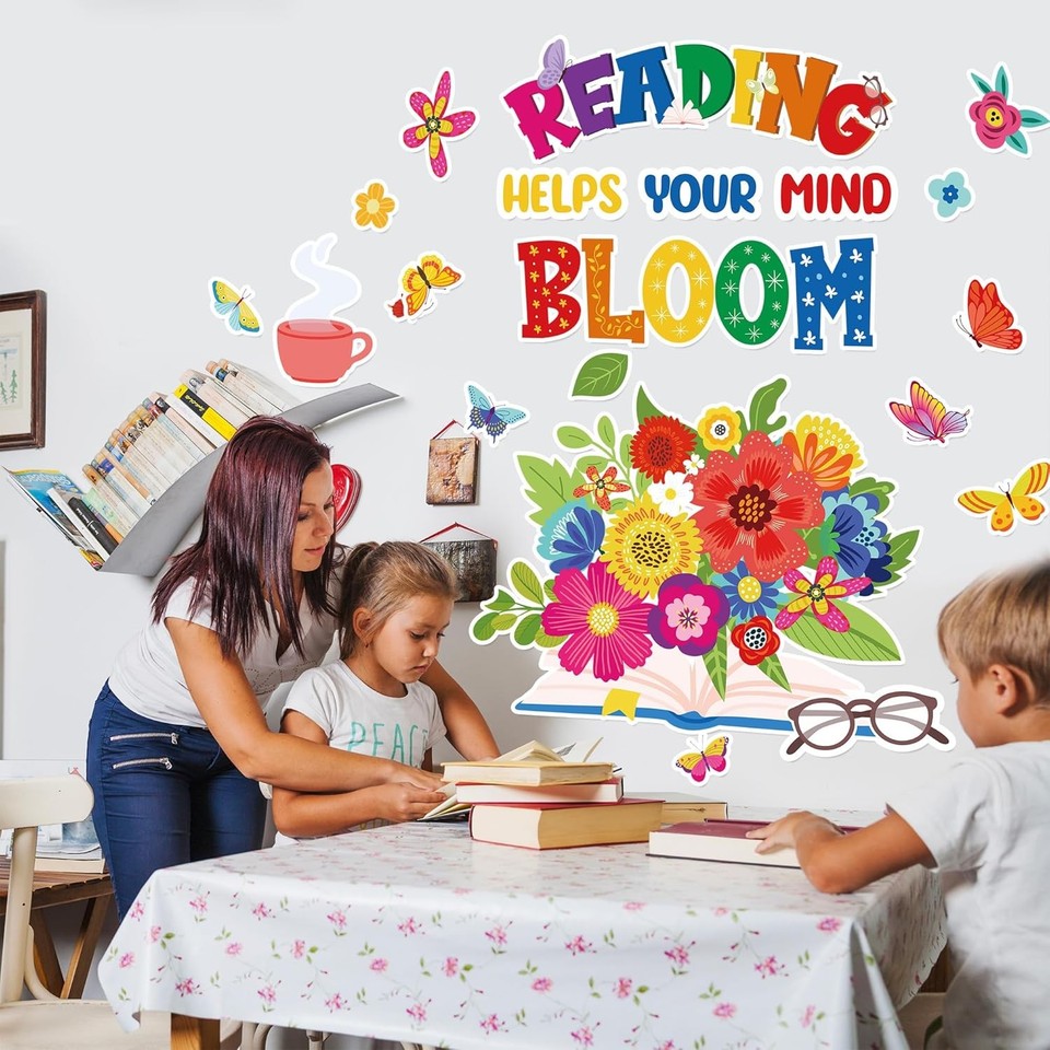 62Pcs Reading Bulletin Board Decorations, Helps Your Mind Bloom... | eBay