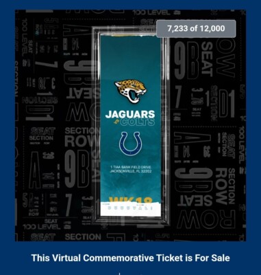 2021 Indianapolis Colts vs. Jacksonville Jaguars NFL commemorative ...