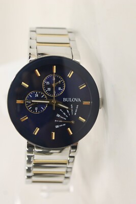 Men's Bulova Futuro Modern Classic Two-Tone Watch with Blue Dial ...