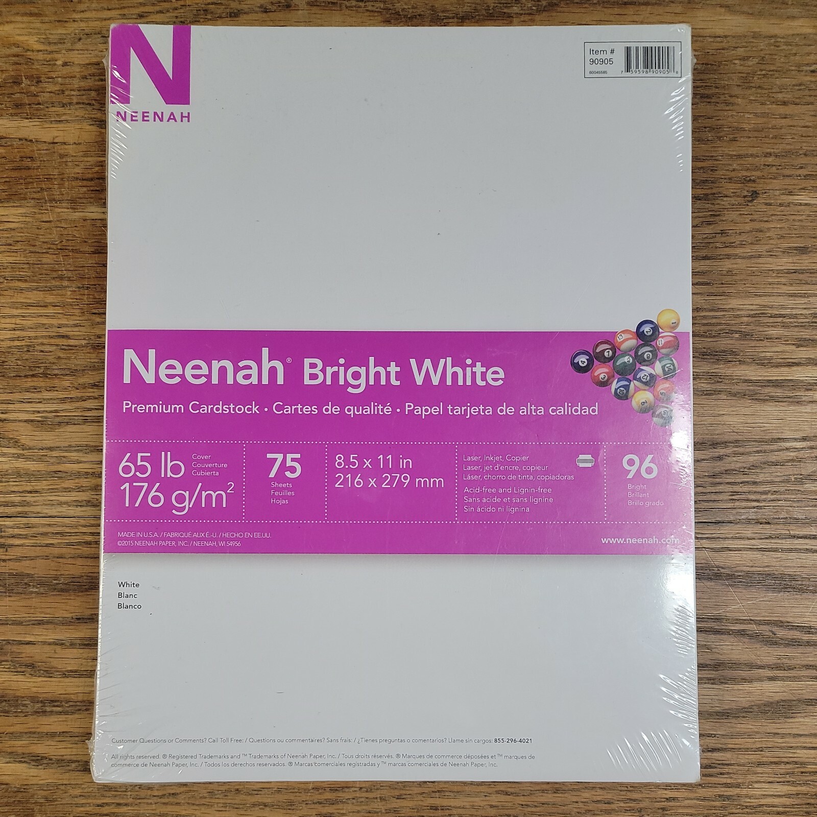 Astrobrights/Neenah Bright White Cardstock, 8.5" x 11", 65 lb/176 gsm ...