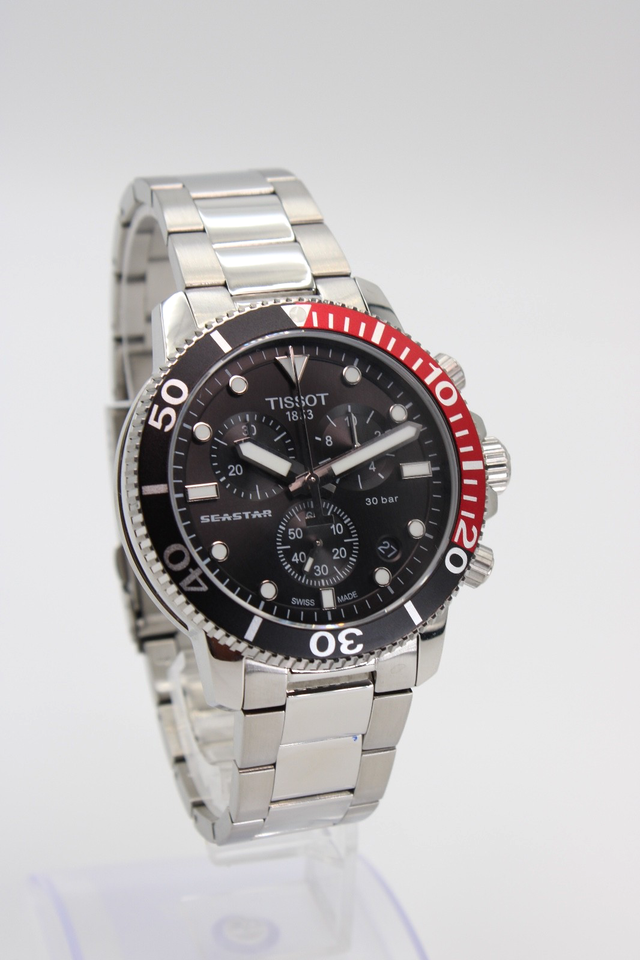 TISSOT Seastar 1000 Chronograph Quartz Black Dial Men's Watch T120.417 ...